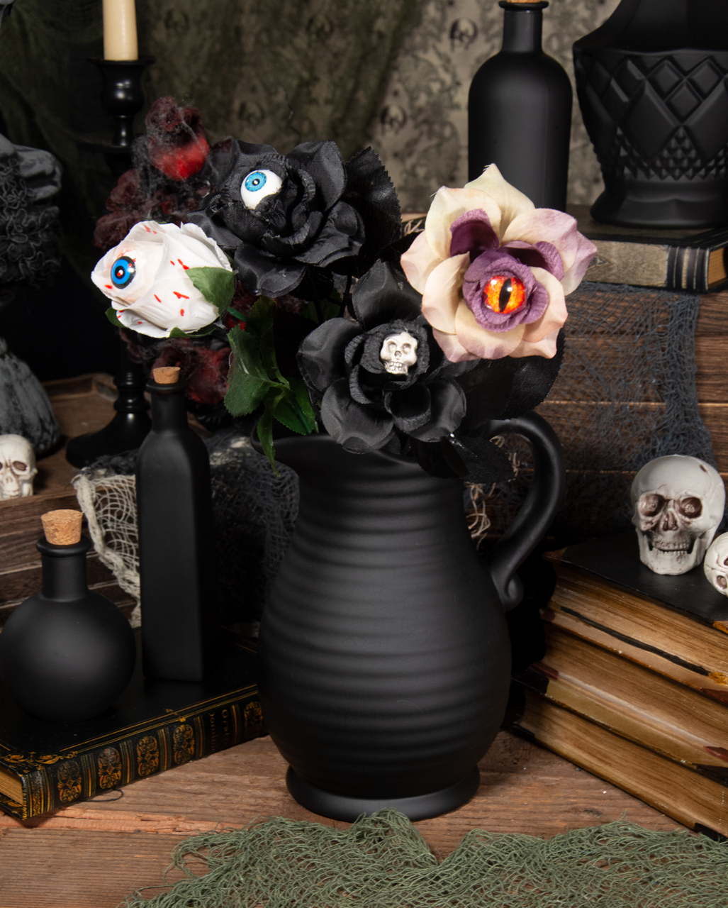 Bloody White Rose With Blue Eye 42cm ★ | Horror-Shop.com