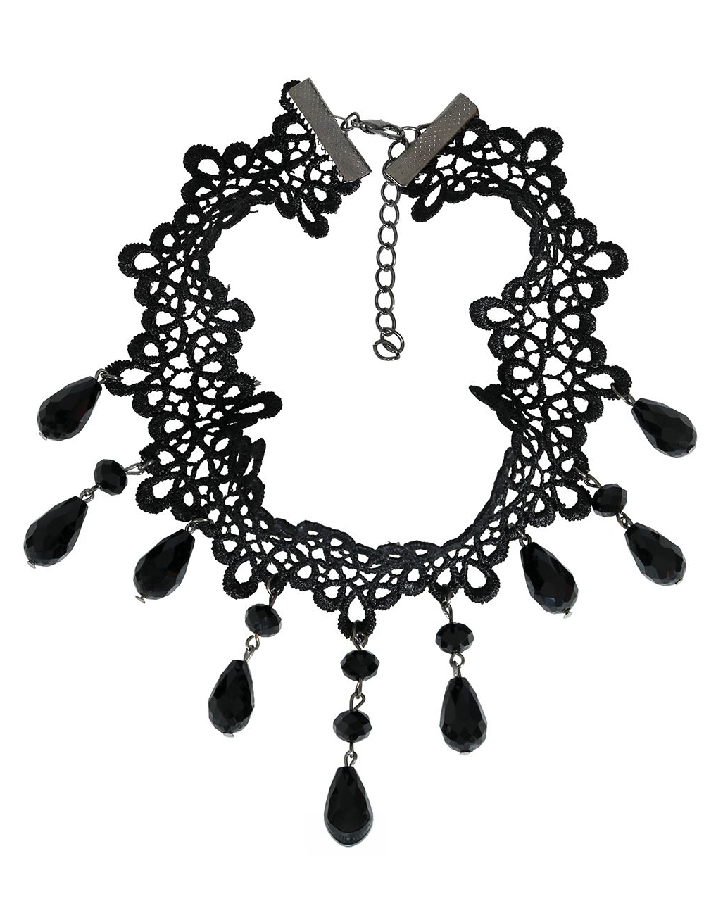 Gothic Baroque Necklace With Black Gemstones ★ | Horror-Shop.com