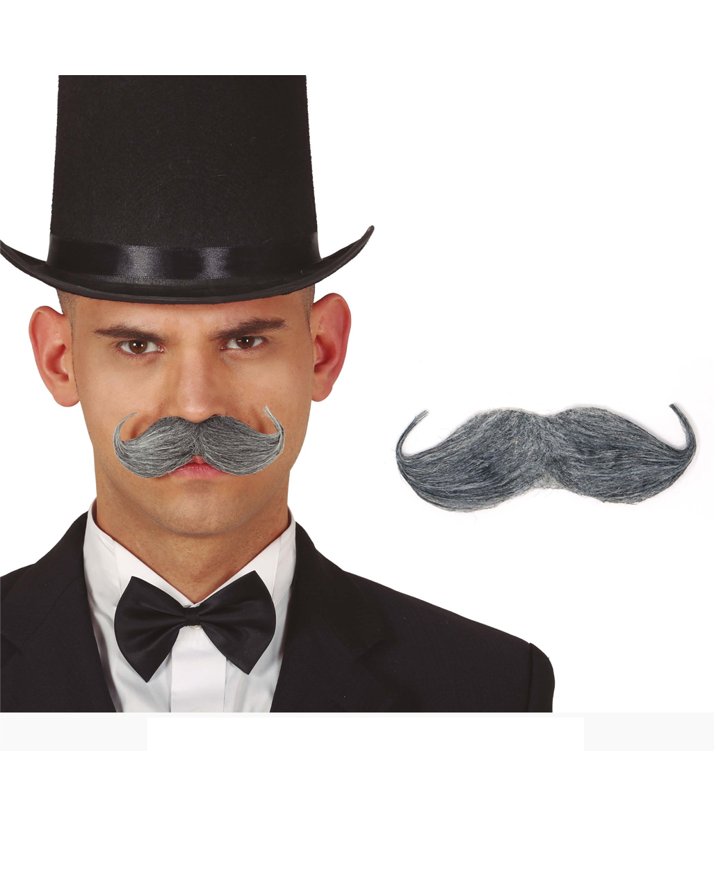 Gray English Moustache as a costume accessory | Horror-Shop.com
