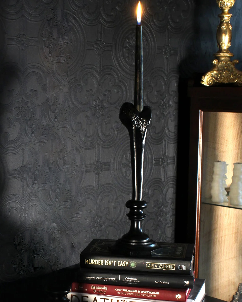 Black Joint Bone Candle Holder 34cm | Gothic decoration | Horror-Shop.com