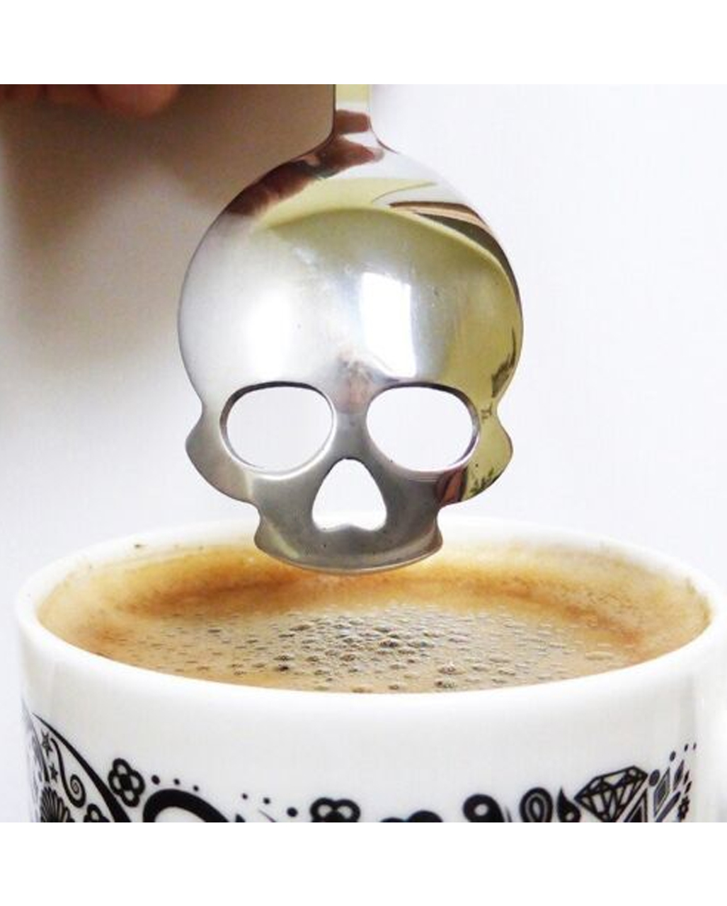 Spooky Skull Sugar Spoon Silver ★ Gothic teaspoon | Horror-Shop.com