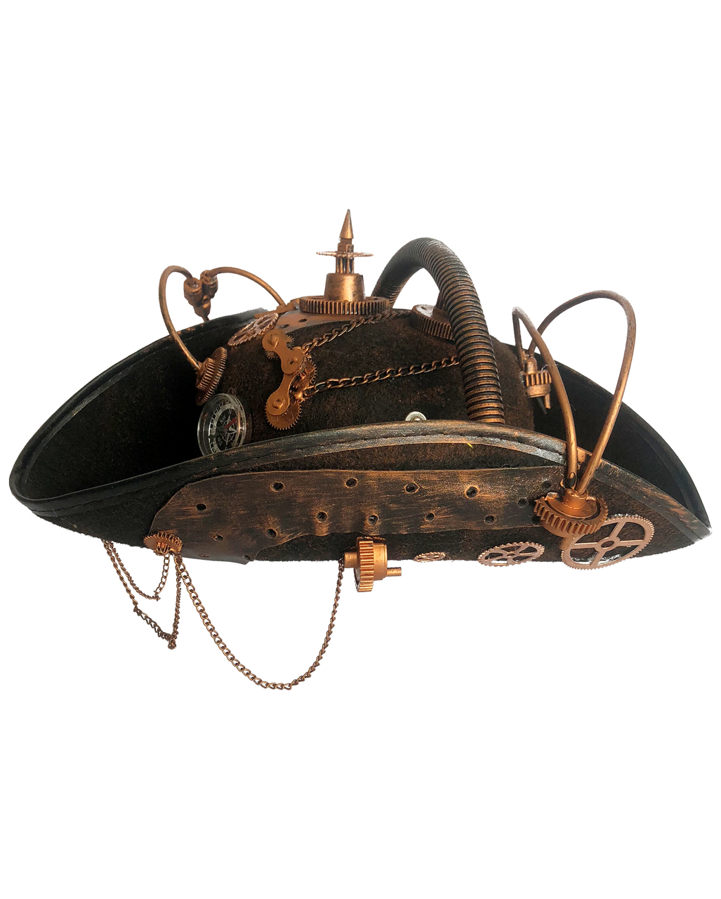 Steampunk Tricorn Pirate Hat "Nautilus" Made Of Felt ★ | Horror-Shop.com