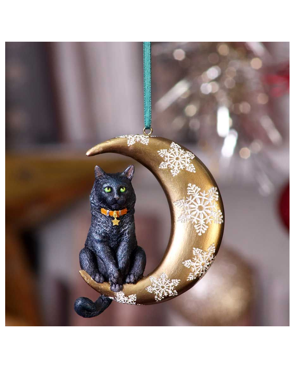 Cat In Half Moon Christmas Bauble 9cm give away ★ | Horror-Shop.com