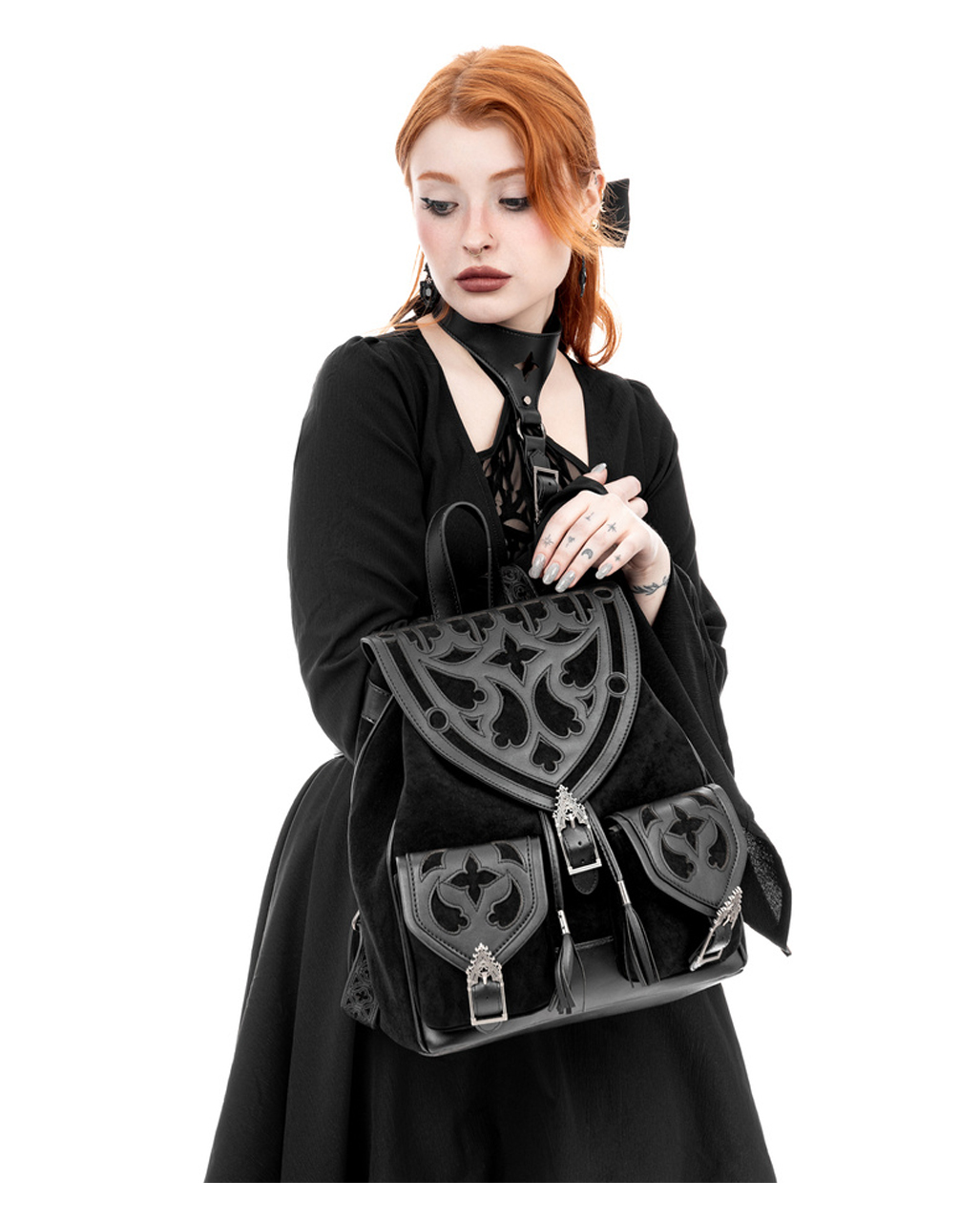 Cathedralis Buckle Backpack ★ Gothic accessory | Horror-Shop.com