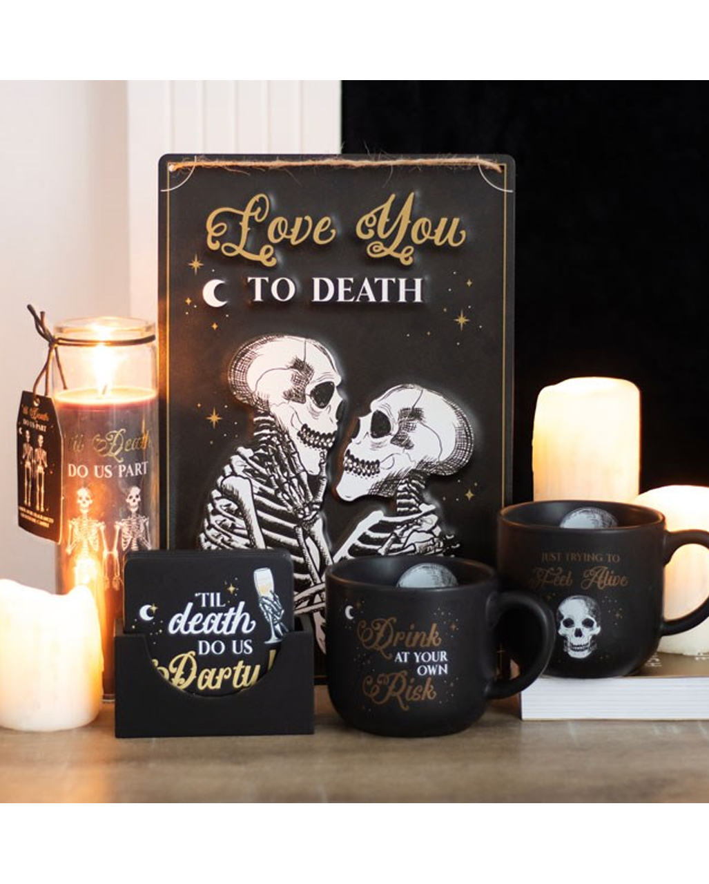 "Love You To Death" Skeleton Couple Metal Sign 30x20cm ★ | Horror-Shop.com