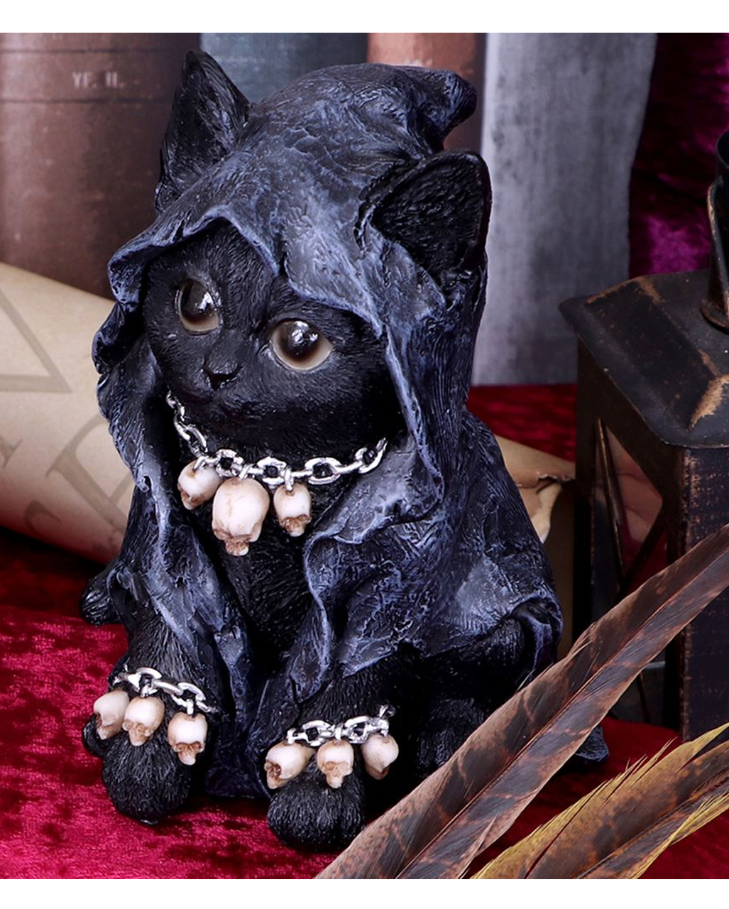 Reaper Cat With Skull Chains 16cm ★ Gothic decoration | Horror-Shop.com