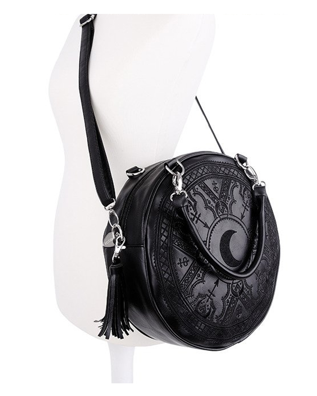 Round Henna Gothic Handbag Black ★ Gothic accessory | Horror-Shop.com