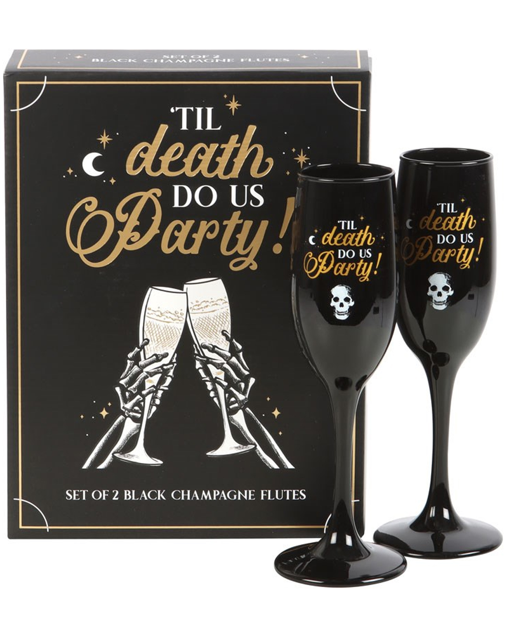 "Til Death Do Us Party" Champagne Glass Set ★ Buy HERE | Horror-Shop.com