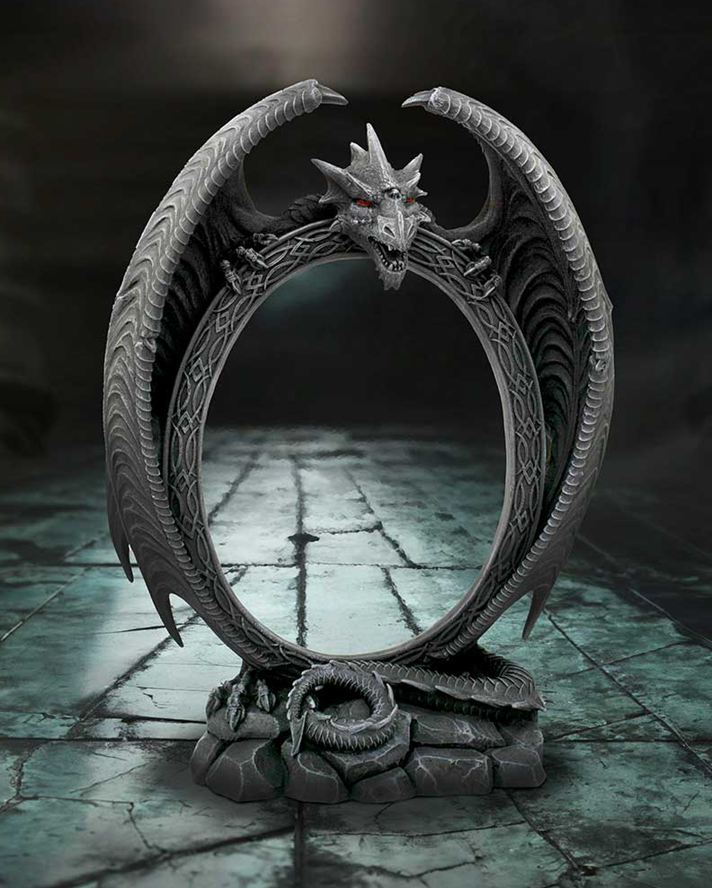 Scaled Reflection Table Mirror With Dragon 29cm ★ | Horror-Shop.com